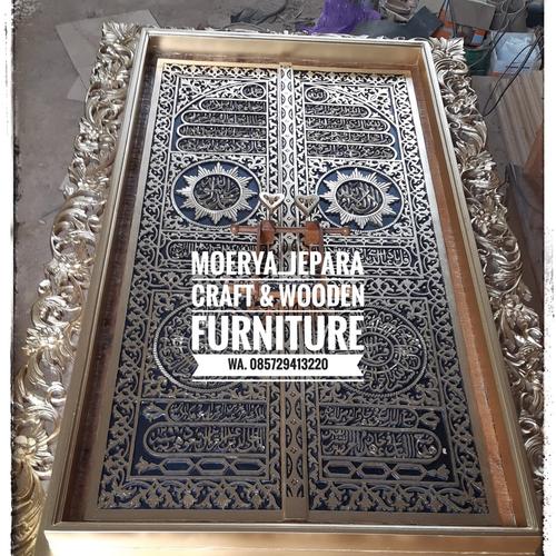 Jual Kaligrafi Replika Pintu Kabah Gold mewah Ukiran Kayu Jati Jepara ...