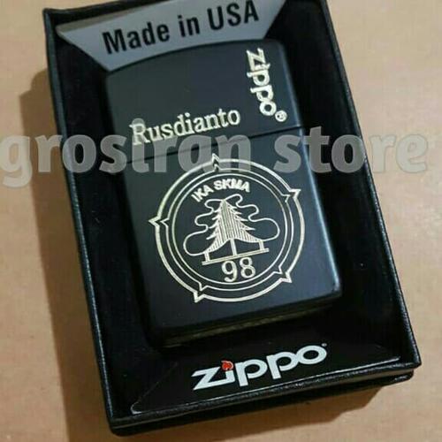 Jual Zippo ika skma Custom logo ukir Grafir nama hitam kado korek p ...