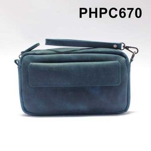Jual Clutch pria wanita kulit asli warna biru PHPC670 pouch hand bag ...