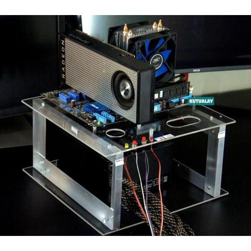 Jual Casing CPU Acrylic Komputer Rack PC Open Air Mini ITX Micro ATX ...