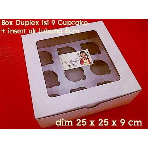 Jual DUPLEX ISI 9 CUPCAKE + INSERT 6CM UKURAN 25X25X9 CM PUTIH POLOS ...