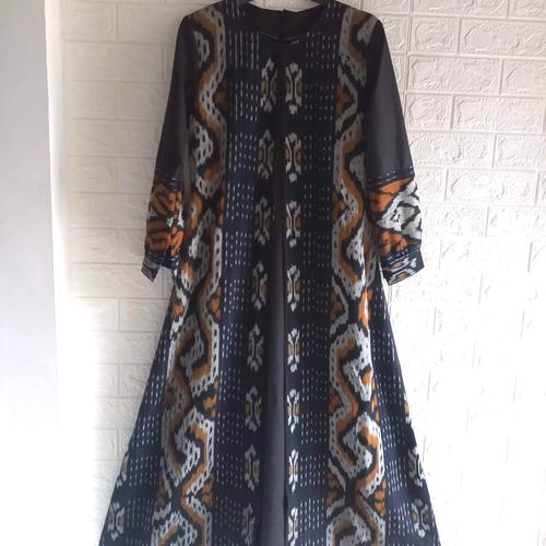 Jual Gamis kombinasi tenun ikat / tenun troso terbaru/ - Hitam - Kab ...