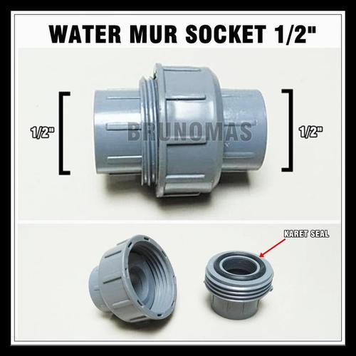 Jual Water Mur Socket 1/2 Inchi - WATERMUR Union Socket Pipa PVC 0.5 IN ...