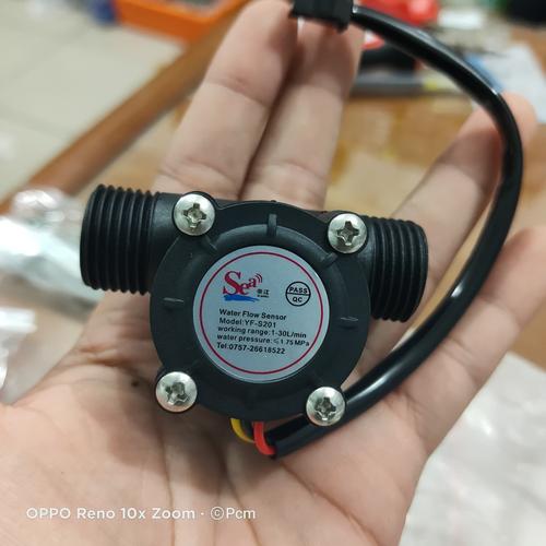 Jual yf-s201 water flow sensor aliran air hall 1/2" 1/2in 1/2 inch ...