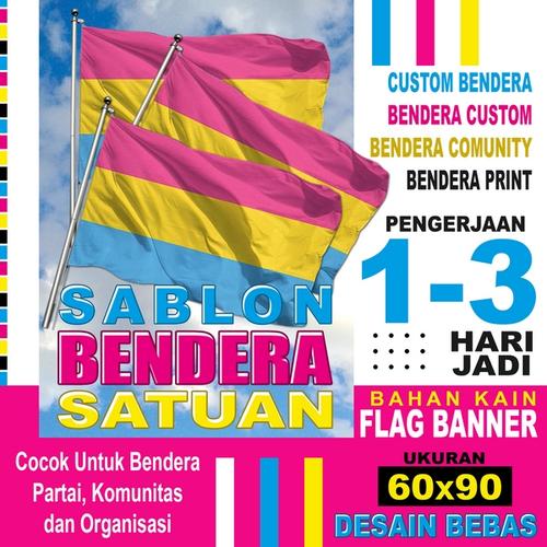 Jual Cetak Bendera Custom Satuan - Uk.60x90cm - Bahan Kain Flag Banner ...