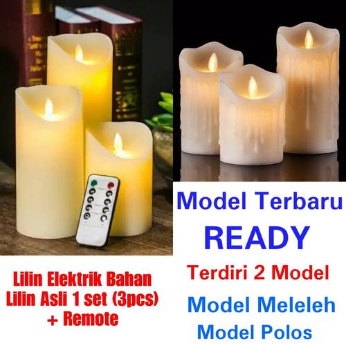 Promo Bahan Wax Lilin Asli Lilin Besar Elektrik Goyang dengan Remote (3pcs) - Model Polos ...