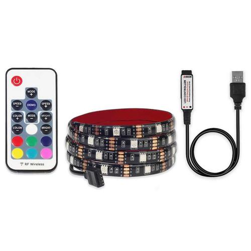 Jual Lampu LED Strip 5050 RGB + Remot Kontrol 1M Lampu Meja PC CPU ...