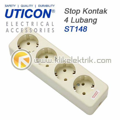 Jual Stop Kontak Uticon 4 lubang SNI Terminal Colokan Listrik ST 148 ST ...