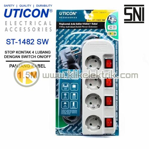 Jual COLOKAN LISTRIK 4 Lubang Dengan Saklar dan Kabel 1.5m UTICON ST ...