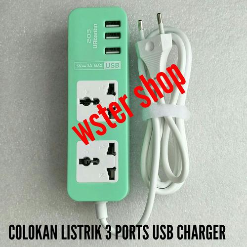 Jual Stop kontak Colokan listrik USB charger hp 3 ports usb - Kota ...