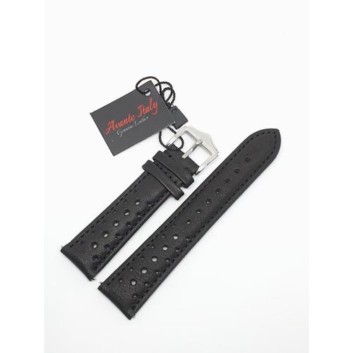 Jual Strap Jam Kalep Hitam Racing Free Pen Kulit Asli 100% ukuran 20 22 ...