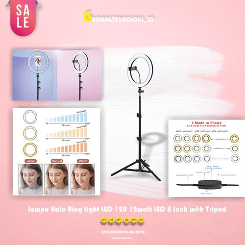 Jual Ring light 26 cm 8 inch lighting foto studio dan light stand 2m ...