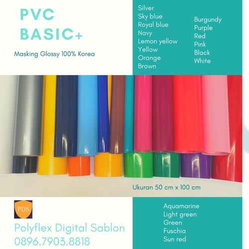 Jual Polyflex PVC Korea Basic+ Masking Glossy Meteran warna solid Murah ...