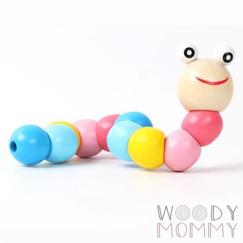 Jual Ulat Kayu Pastel | Macaron Wooden Caterpillar | Mainan Montessori ...