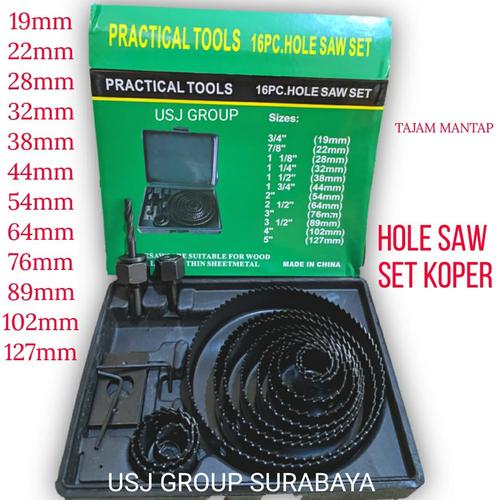 Jual hole saw mata pisau gergaji bor lubang kayu pvc lingkaran set ...