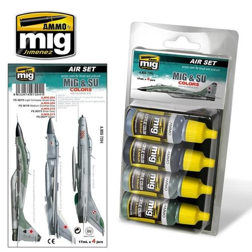 Jual AMIG7204 : MiG & SU COLORS SET Grey & Green Fighters - Ammo Mig ...