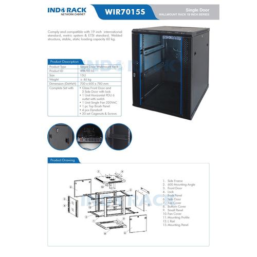 Jual Wallmount Rack INDORACK Single Door Rak Server 15U D. 700mm ...