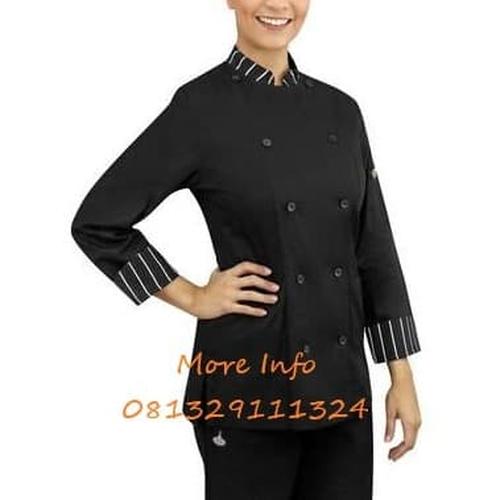 Jual Pembuatan seragam Baju Koki-Chef-Jaket-Kemeja-Coats-Hitam-Female ...