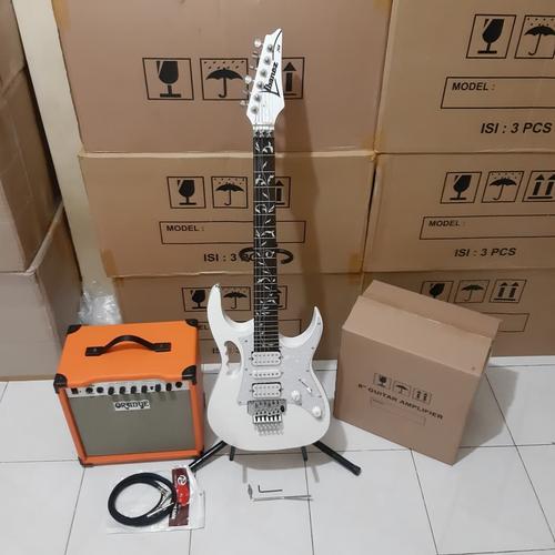 Jual Paket lengkap gitar ibanez jem flower white,ampli dan kabel jack ...