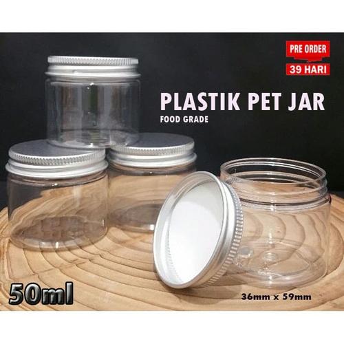 Jual Botol Toples Plastik PET 50ml 50gr Pot Jar Tutup Aluminium Silver ...
