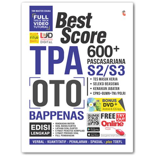 Jual Buku Terlaris Best Score 600 + TPA OTO BAPPENAS PASCA SARJANA S2 / S3 - Kab. Tangerang ...