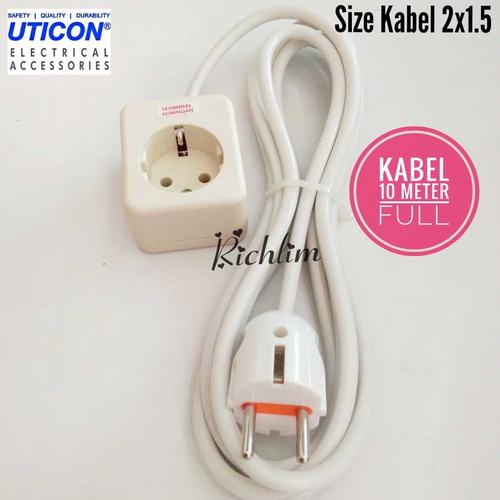 Jual Stop Kontak/Colokan Uticon 1 Lubang+Steker Arde+Kabel 10 Meter ...