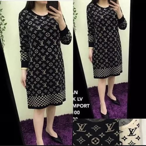 Jual TUNIK LV RAJUT IMPROT DRESS RAJUT DRESS WANITA - cream, all size ...