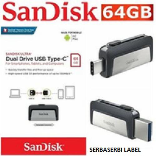 Jual SANDISK 64GB OTG TYPE-C Flashdisk Dual Drive USB 3.1 TypeC ...