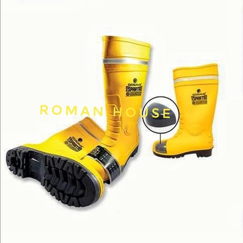 Jual Sepatu Safety Boot Rubber Karet Kuning Gosave PVC Steel Toe Ujung ...