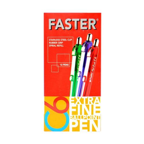 Jual Pulpen / Ballpoint Pen Faster C6 Cetek / pencet Hitam - 1 pcs ...