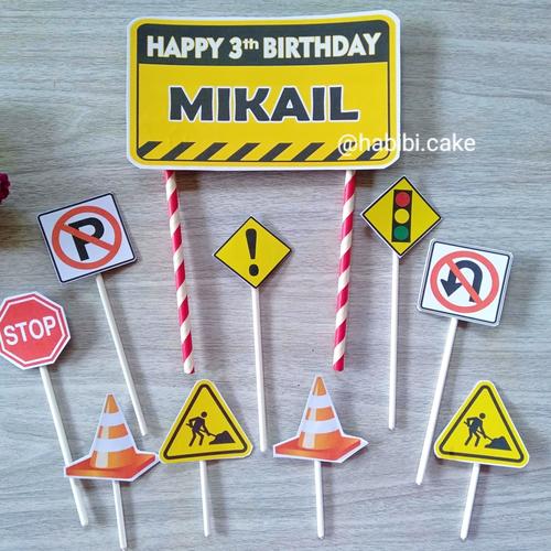 Jual cake topper tractor / topper kue rambu lalulintas / cake topper ...