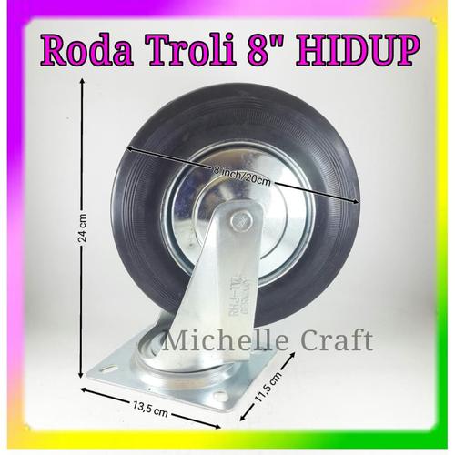 Jual RODA troli 8" hidup Roda trolly 8 Roda karet 8 Roda gerobak 8 ...