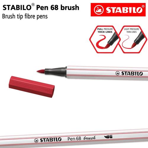 Promo STABILO Pen 68 Brush Dark Red / Merah / Premium Marker Kuas ...