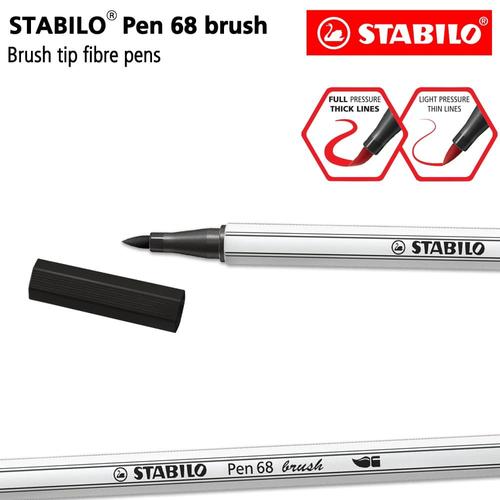 Promo STABILO Pen 68 Brush Black / Hitam / Premium Marker Kuas ...