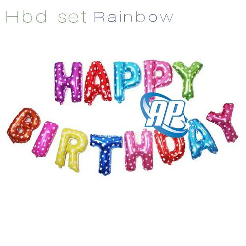 Jual balon foil HBD set rainbow / balon happy birthday / balon set HBD ...
