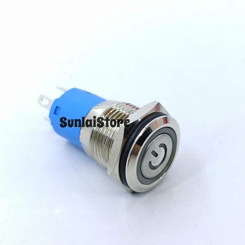 Jual Saklar Switch Push On Off Bulat Stainless 5Pin 16mm - Biru, On ...