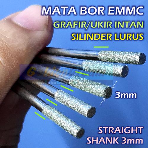 Jual Mata Bor eMMC Silinder Rata 3mm Lurus Straight Shank Grafir Ukir ...