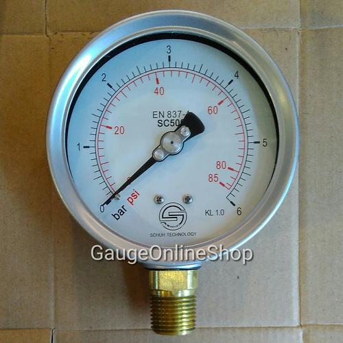 Jual Pressure Gauge SC500 Raket SS Brass we 4" x 6 Bar Schuh Technology - Jakarta Barat ...