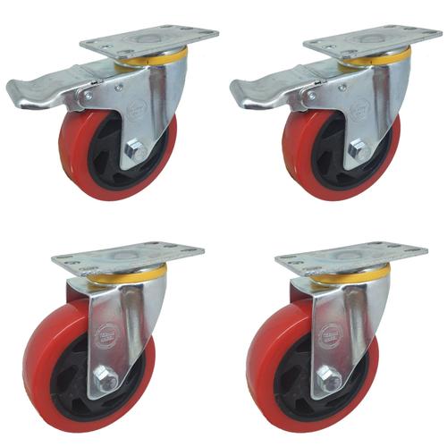 Jual Roda Troli PU Medium TECHNO WHEEL Taiwan 4 inch (2 Rem 2 Hidup ...
