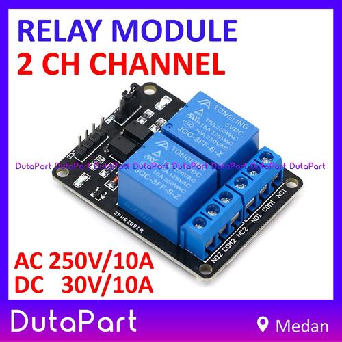Jual Relay Module 2 CH Channel 250VAC 30VDC 10A 5V With Optocoupler ...