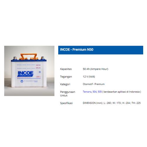 Promo Aki mobil N50 Incoe PREMIUM 48B26R 50AH -38785 Cicil 0% 3x - Kab ...