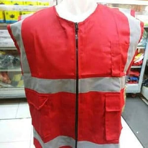 Jual Rompi Safety Bahan Drill / Rompi Proyek / Rompi Warna Merah ...