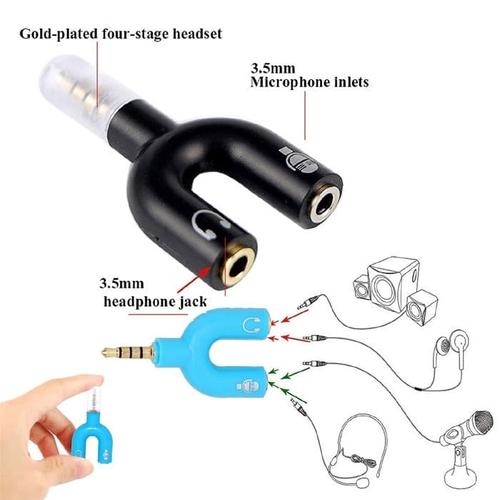 Jual Splitter Audio HP Mic Splitter Mikrofon U Shape Male to Dual ...