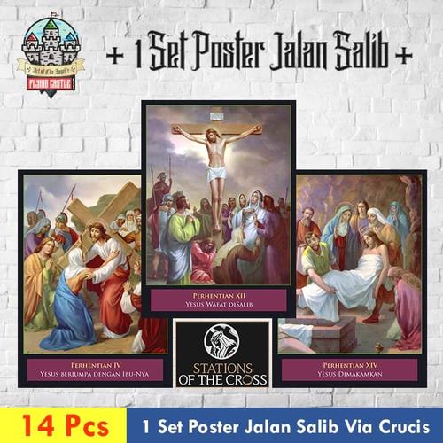 Jual POSTER GAMBAR + Bingkai Frame SET JALAN SALIB 3 12R Rohani Kristen ...