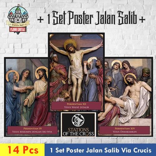 Jual POSTER GAMBAR + Bingkai Frame SET JALAN SALIB 2 16R Rohani Kristen ...