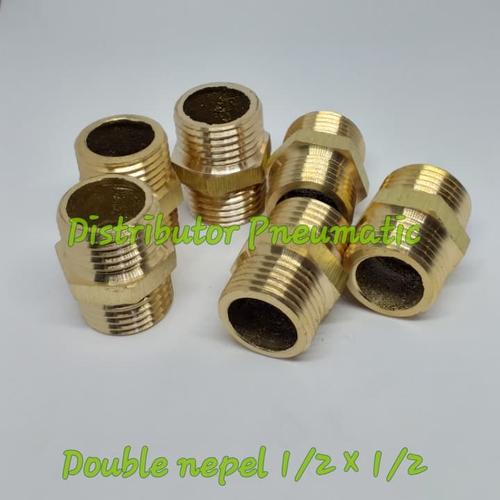 Jual Double Nepel Brass Kuningan 1/2 x 1/2 - Jakarta Barat - Distributor Pneumatic | Tokopedia