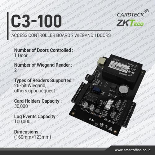 Jual ZKTECO C3-100 ACCESS CONTROL BOARD 1 DOOR RFID ACCESS WITH HISTORY LOG - Kab. Tangerang ...