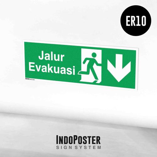 Jual Stiker label K3 safety sign jalur arah evakuasi arah bawah kanan ...