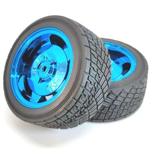 Jual Roda Robot Smart Car 82mm Blue RC Whell Velg Ban Karet Radial ...