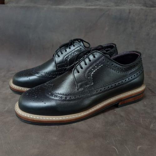 Jual Sepatu Kulit Pria | Sepatu Kulit Custom | Derby Wingtip | Black ...